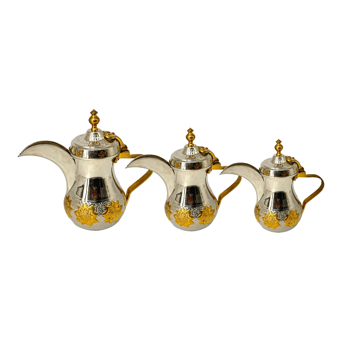 Brass Arabic Coffee Pot Syrian Design – Handcrafted Two-Tone Plating ...