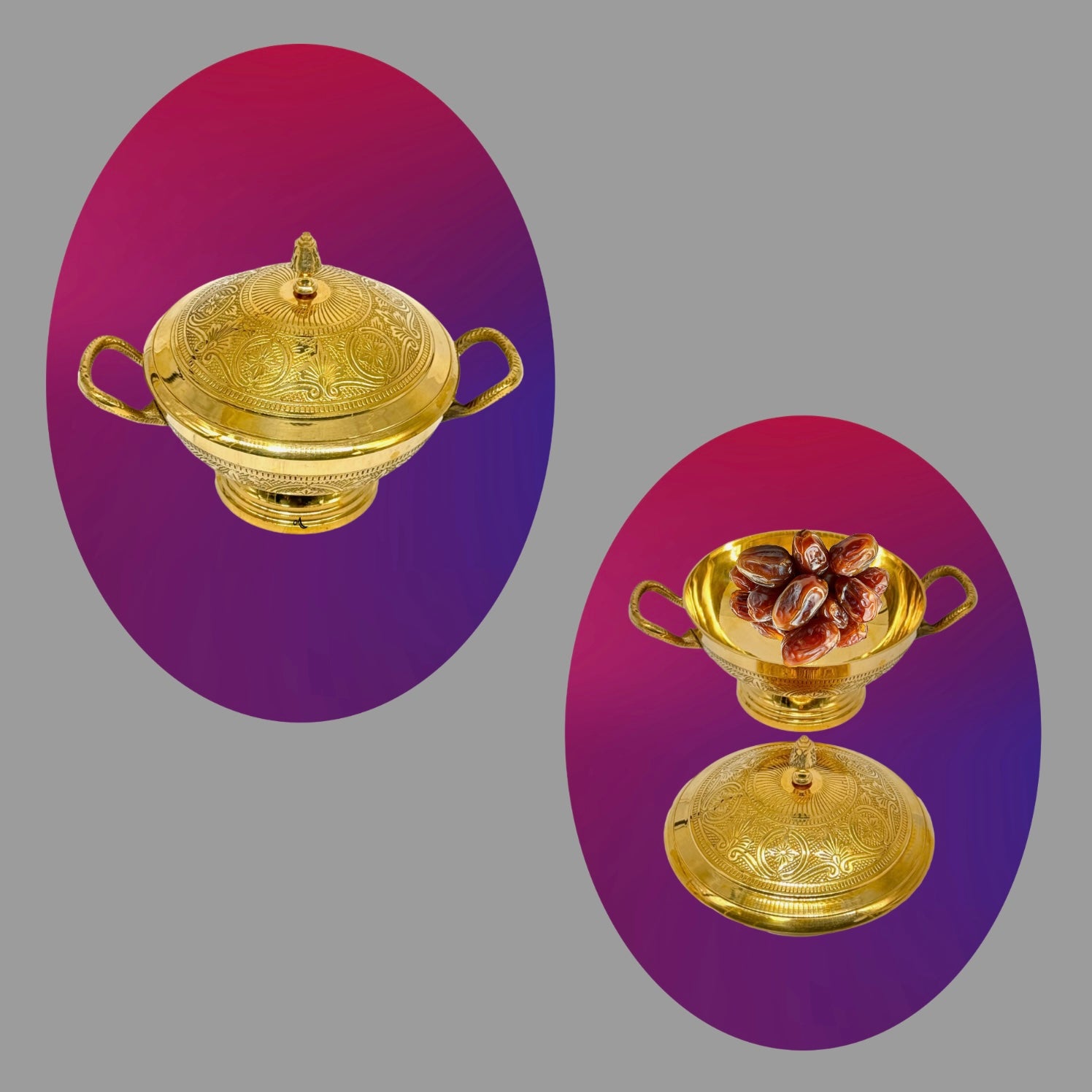 Brass Dry Fruits Bowl with Lid and Handle gold brass Snack Bowl for ...