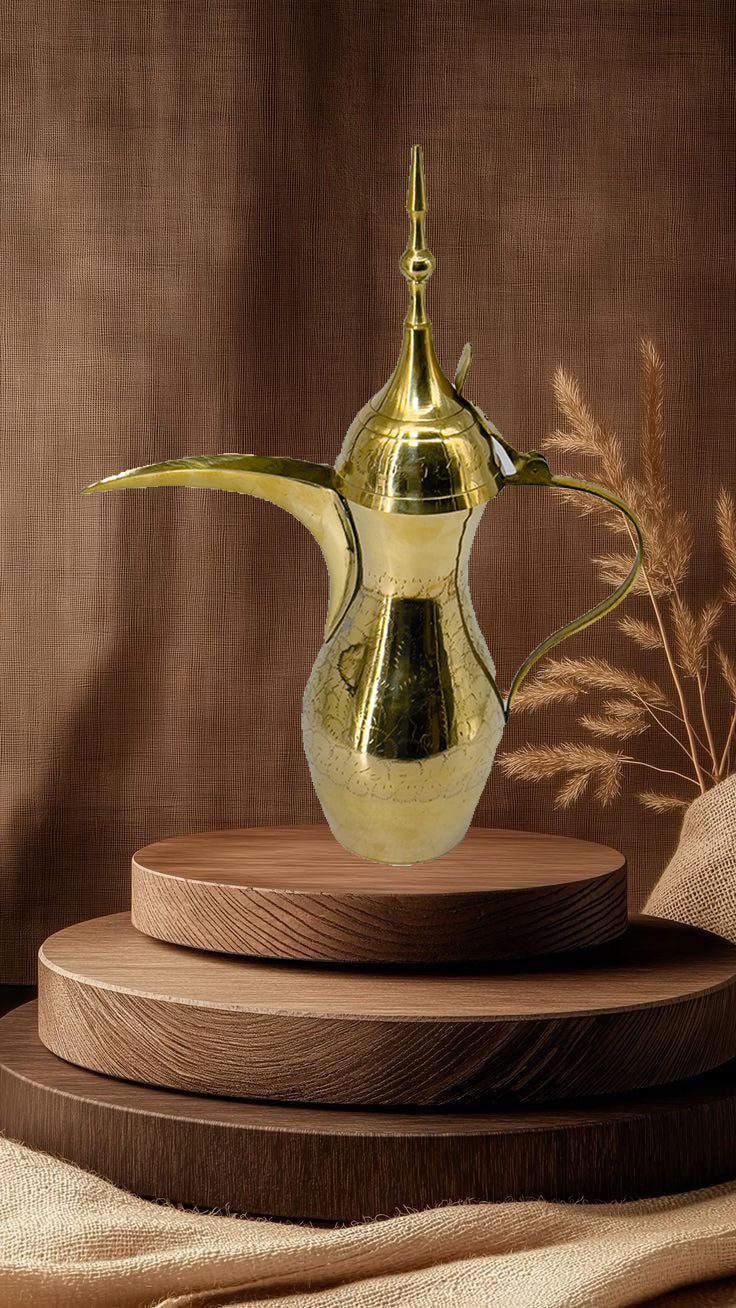 Shop Saudi design Brass Arabic Coffee Pot with elegant two- Perfect for ...