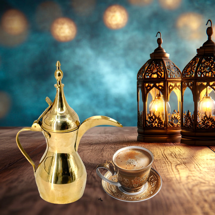Brass Traditional Dallah – Handcrafted Arabic Coffee Pot with Embossed ...