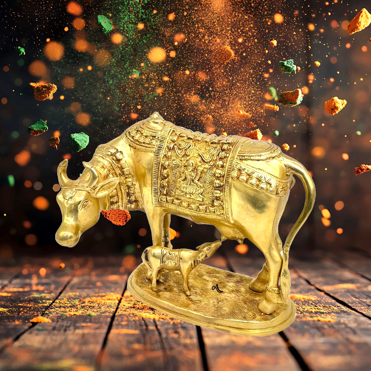 Brass Kaamdhenu Calf Idol Statue- Divine Pooja Items Wholesale & Retail ...