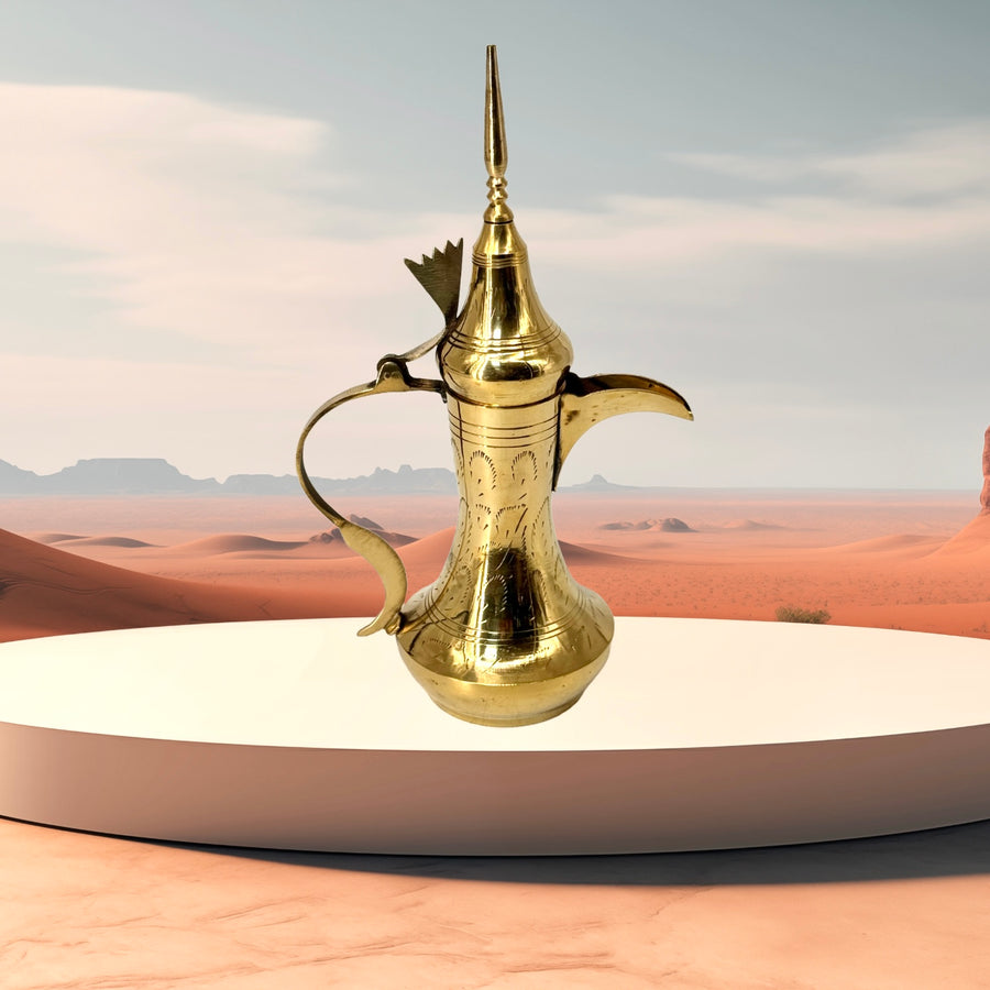 Emirati Traditional Brass Coffee Dallah – Handcrafted Arabic Coffee Pot ...