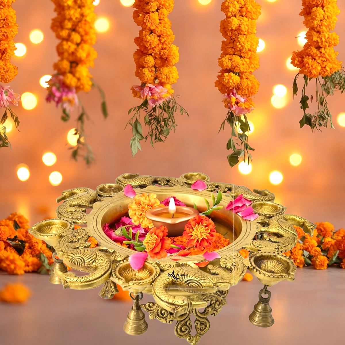 Online & Offline store In Dubai/Brass Pooja Urli With Peacock & Flower ...