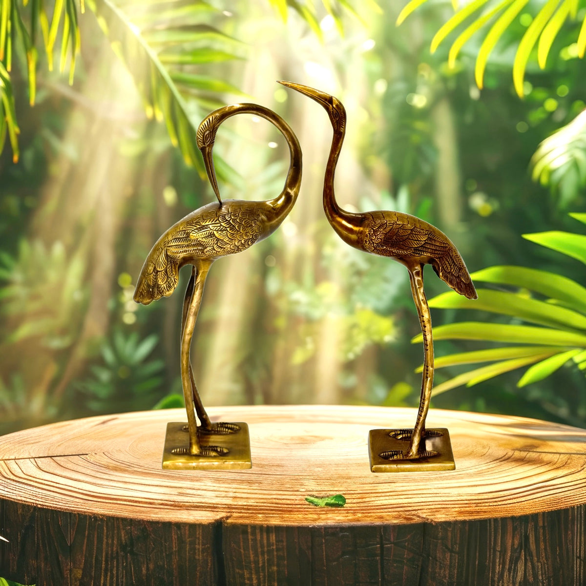 Vintage Brass Crane Bird Pair – Handmade with Antique Gold & Copper ...