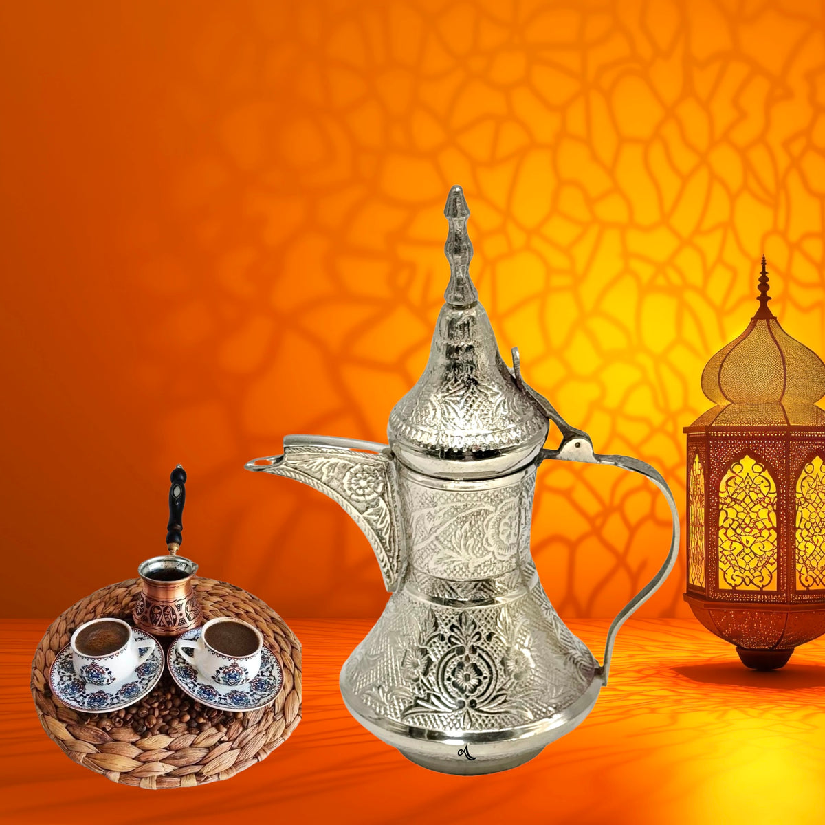Brass Traditional Dallah – Handcrafted Arabic Coffee Pot with Embossed ...