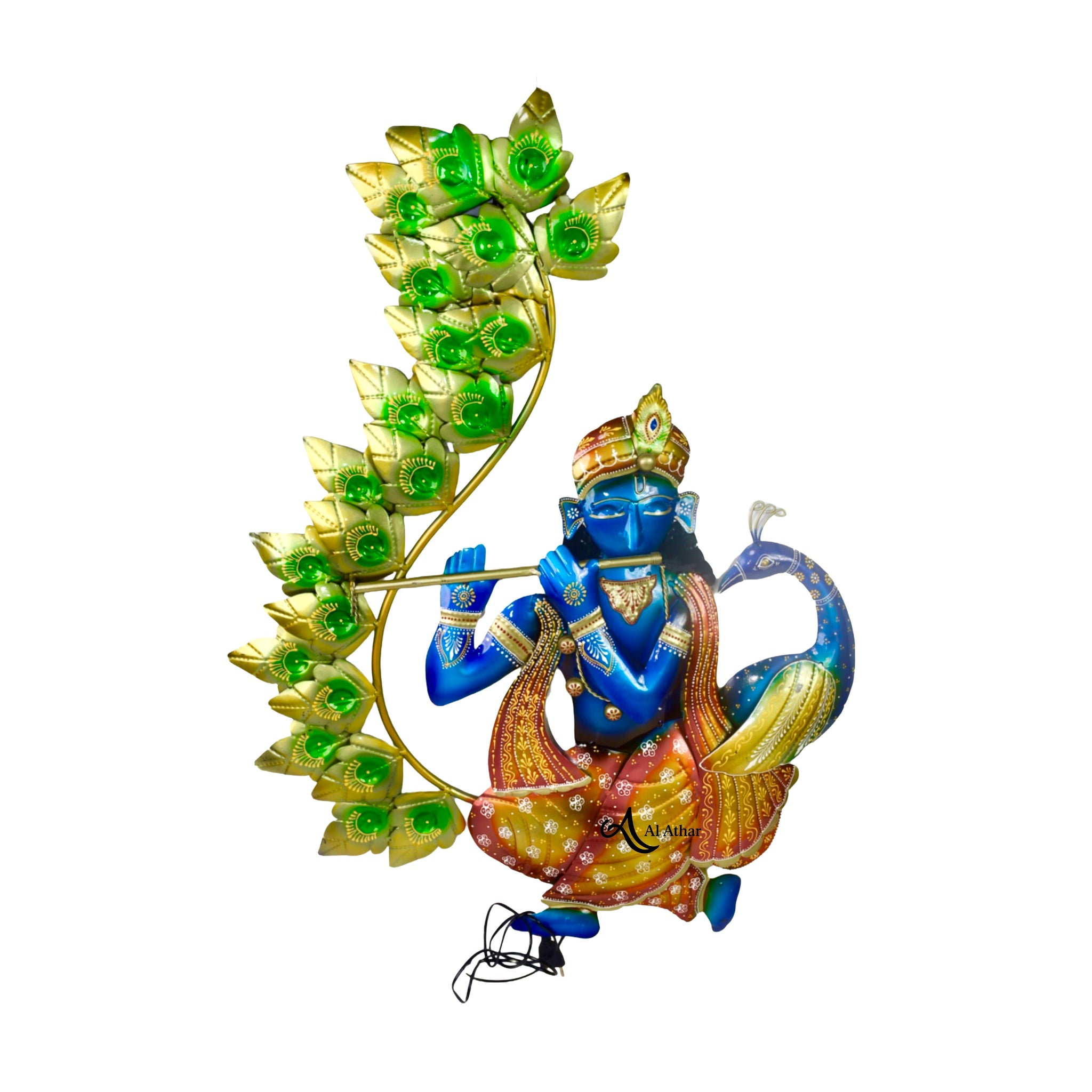 Wall Decor Wall Krishna Panel With Led Hand Painted And Hand Made Al ...
