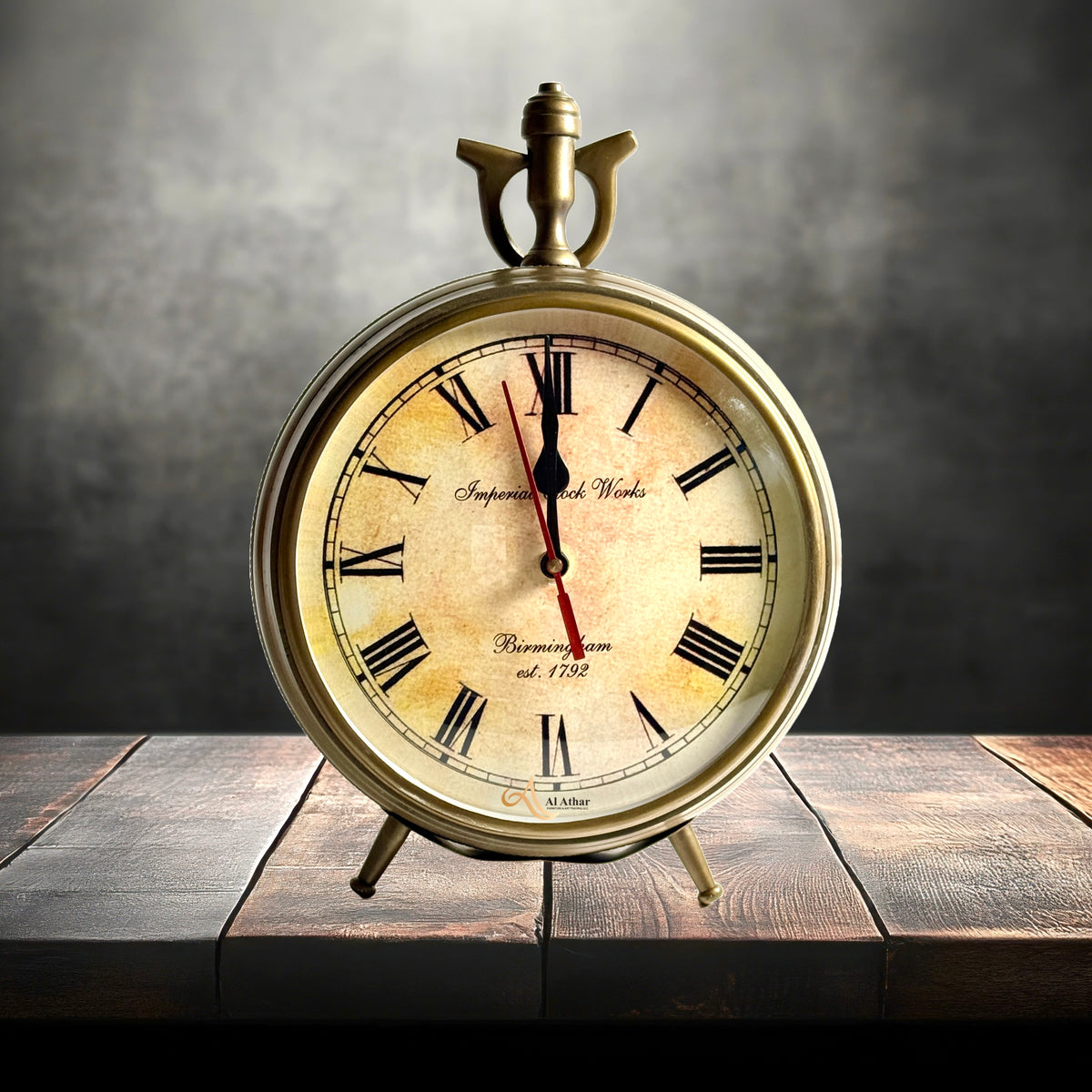 Vintage Brass Metal Table Clock with Roman Numerals – Silent Quartz ...