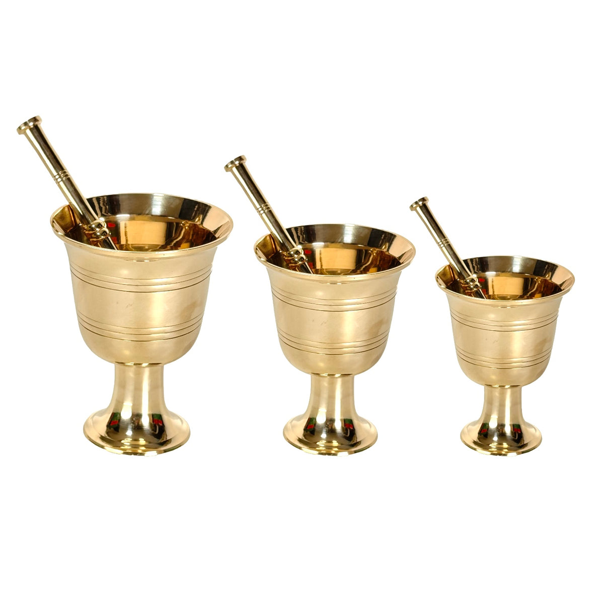 Brass Mortar & Pestle Hand Grinder Pot Set – 3 Sizes | Gold Finish ...
