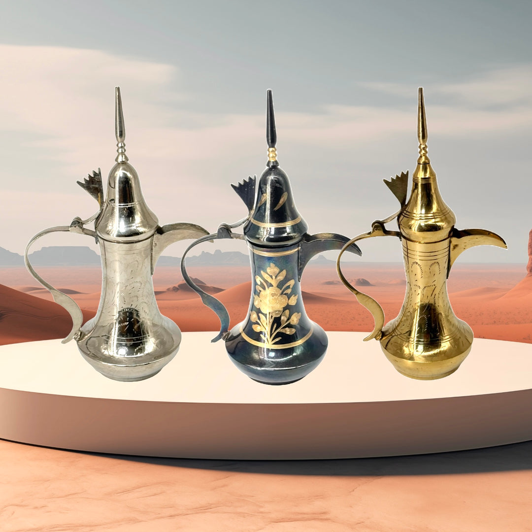 Emirati Traditional Brass Coffee Dallah – Handcrafted Arabic Coffee Pot ...