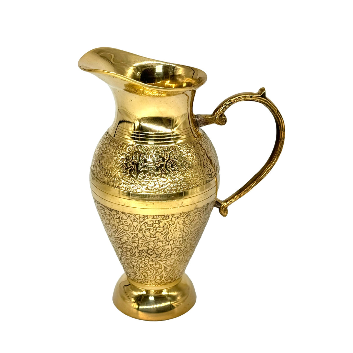 Mughal Style Brass Water Jug – Handcrafted Golden Embossed Pitcher for ...